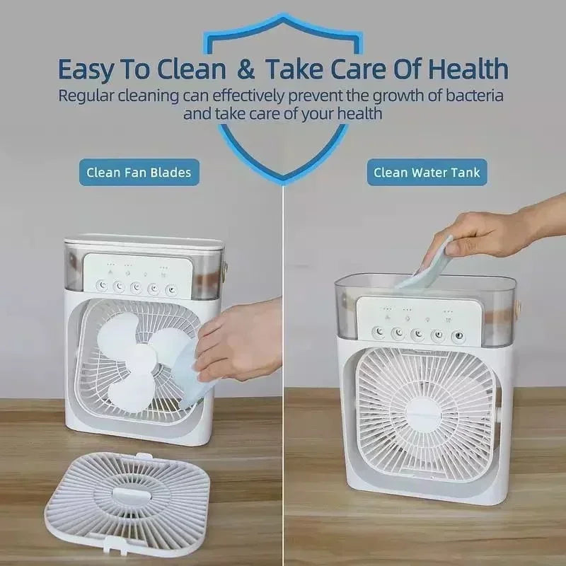 Portable 3-in-1 Air Cooler, Humidifier & Fan with LED Night Light ...