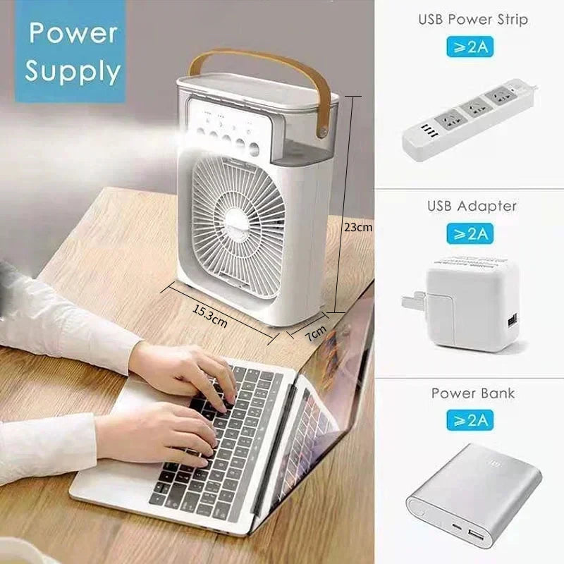 Portable 3-in-1 Air Cooler, Humidifier & Fan with LED Night Light ...
